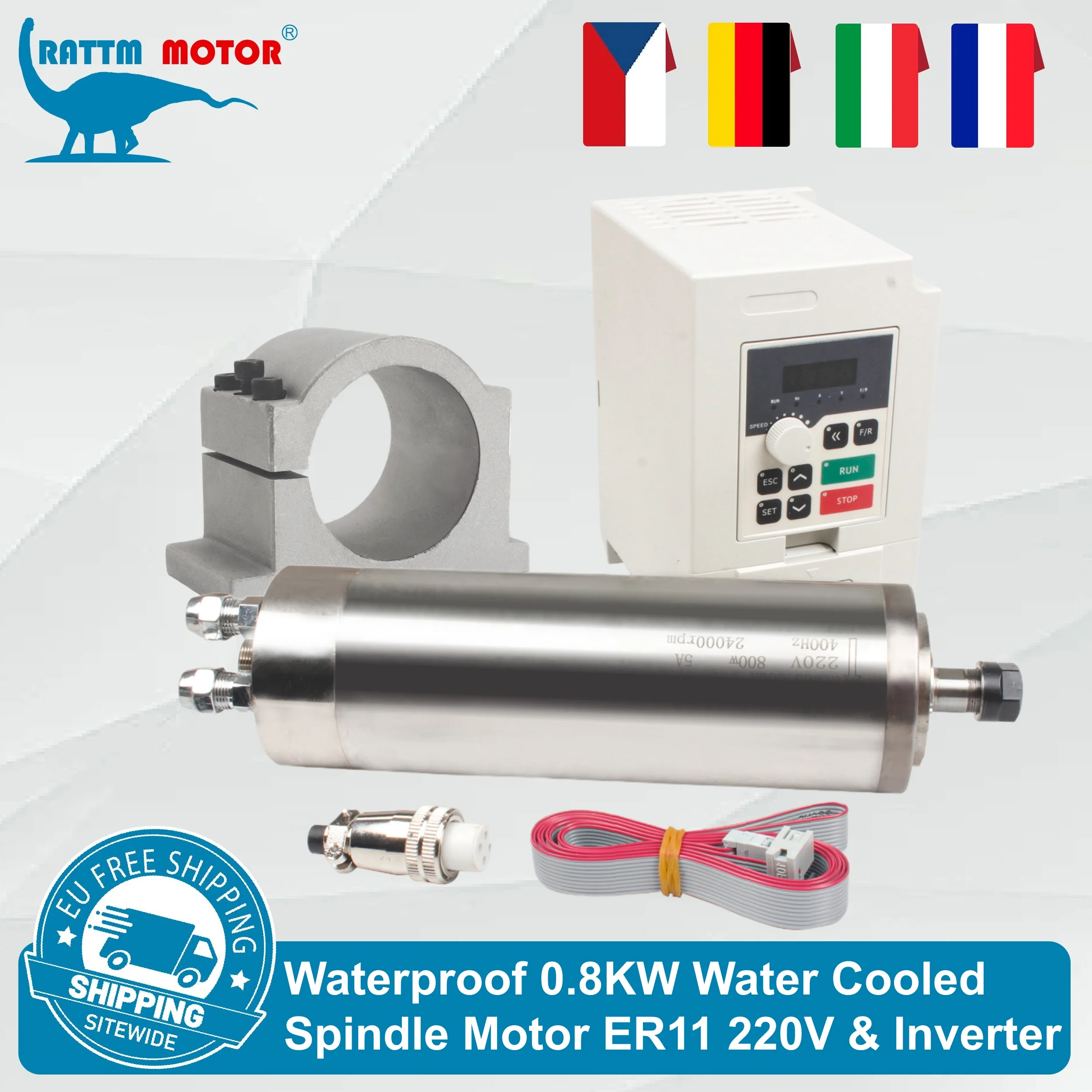 【EU Free VAT】CNC Waterproof Spindle 0.8KW 800W 220V Water Cooled ...