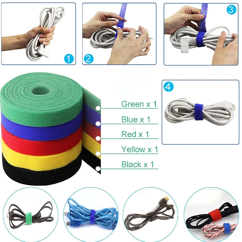 5Meter-Roll-Cable-Ties-Reusable-Loop-Bundle-Self-Adhesive-Fastener-DIY ...