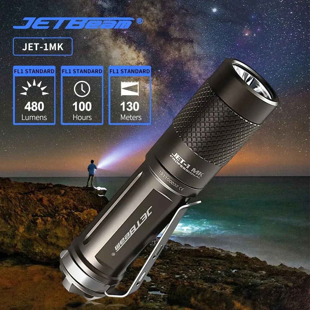 JETBEAM-JET-1MK-Flashlight-480LM-EDC-Lantern-130M-Beam-Distance-Torch ...