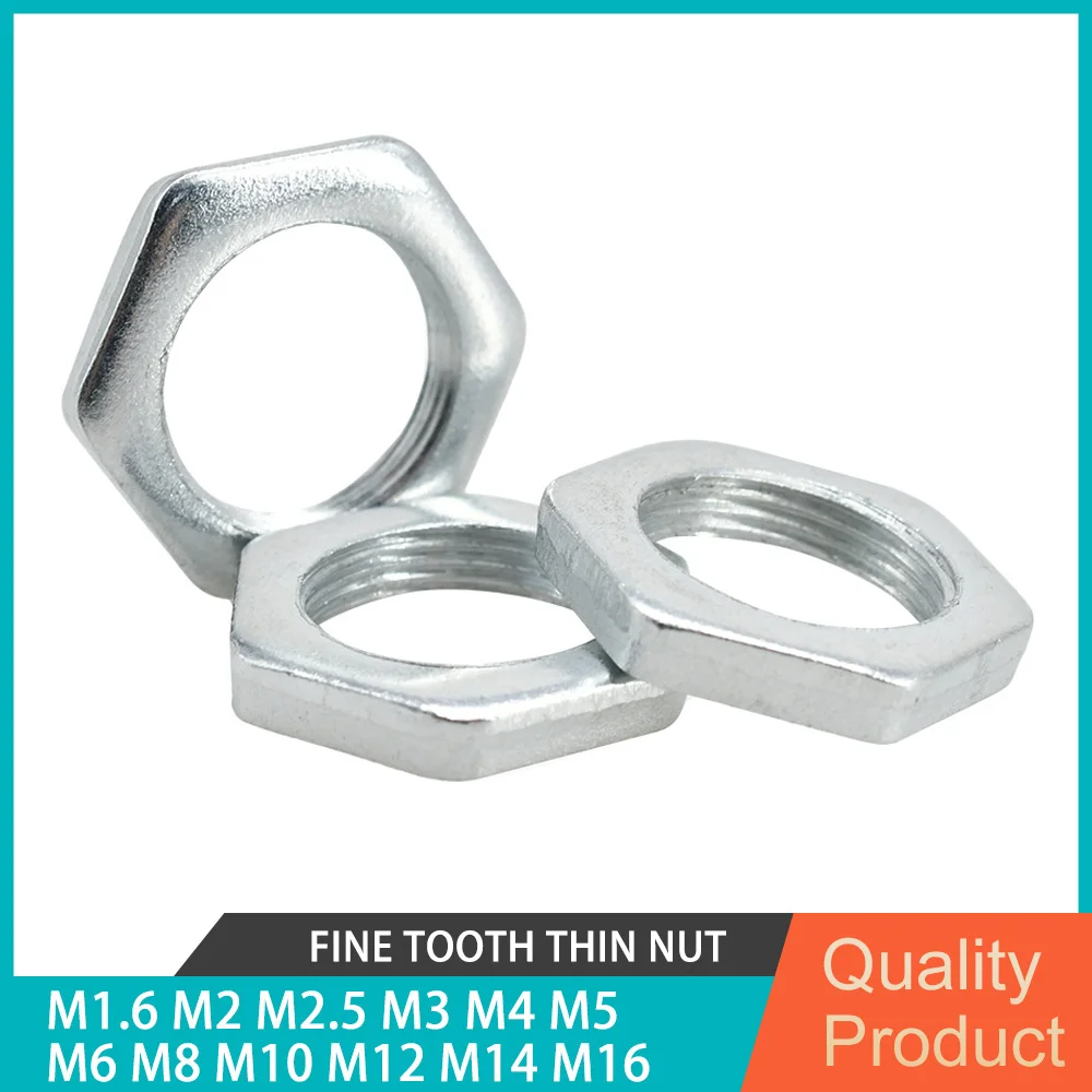 Thin Hex Nut M6 M8 M10 M12 M14 M16 M18 Fine Thread Iron Galvanized Gb808 Small Hexagon Flat Nut ...