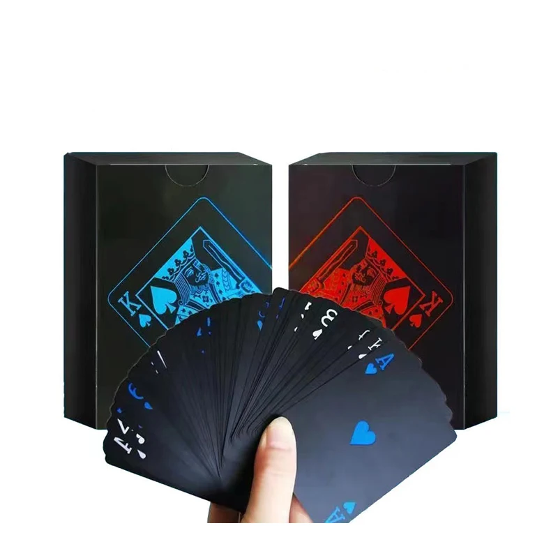 Waterproof-PVC-Pure-Black-Magic-Box-Packed-Plastic-Playing-Cards-54pcs ...