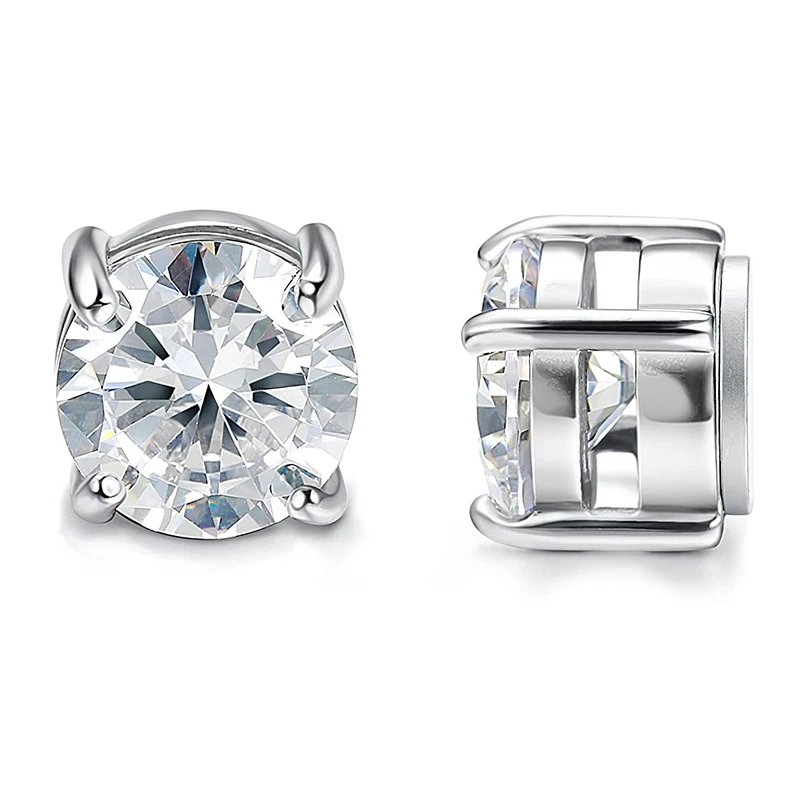 1pc 8mm CZ Zirconia Magnetic Stud Earrings Stainless Steel Magnet Non ...