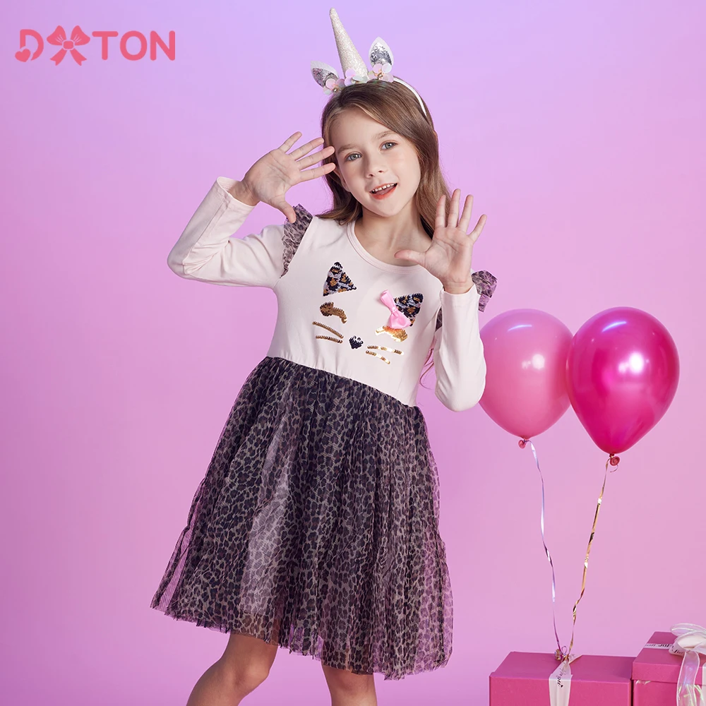 DXTON-Autumn-Princess-Dresses-Leopard-Mesh-Casual-Children-Casual ...