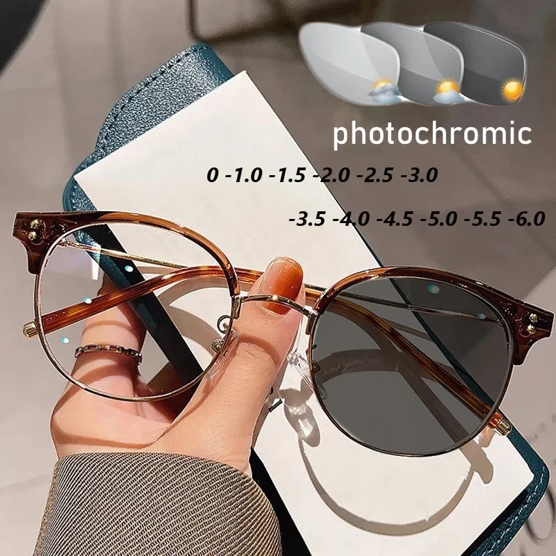 Luxury-Round-Myopia-Glasses-Men-Women-Clear-Lens-Prescription-Color ...