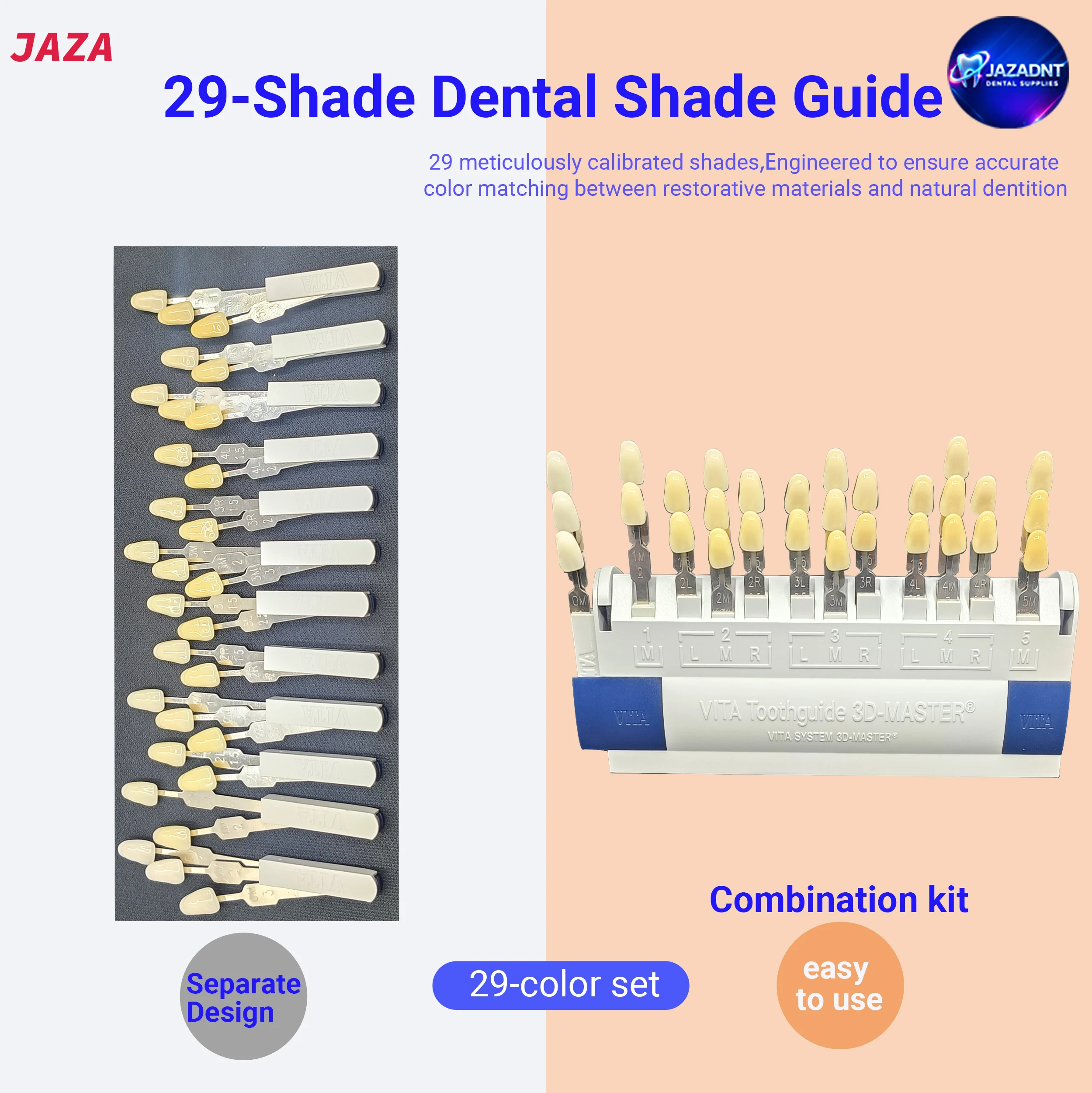 JAZA Dental 29 Shade Guide Professional Resin Shade Tab for Crown ...