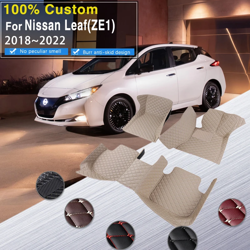 Car-Floor-Mats-For-Nissan-Leaf-ZE1-2018-2022-Luxury-Leather-Mat-Durable ...