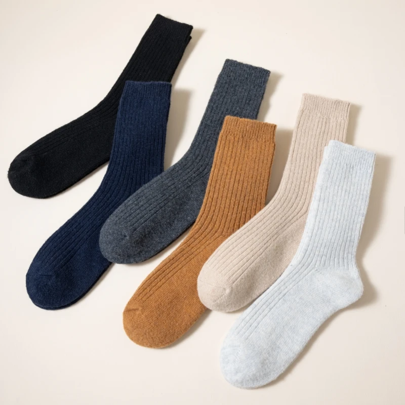 3 Pair Winter Thick Warm Men's Wool Socks High Quality Harajuku Retro ...
