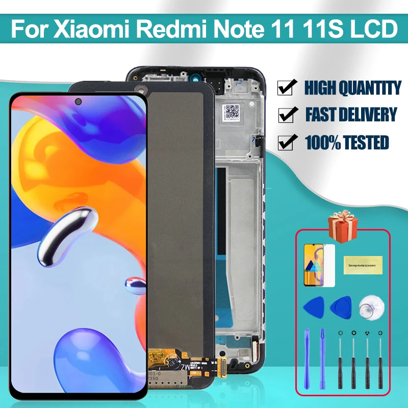 6.71 "AMOLED Para Xiaomi Redmi Note 11 2201117TG LCD Display Touch Screen Digitador Montagem ...