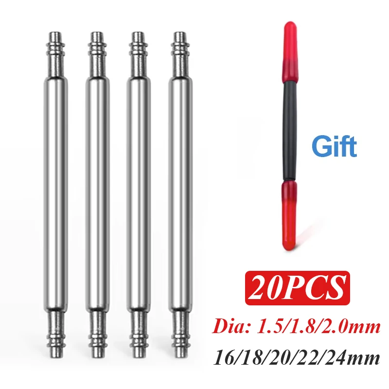 20PCS Dia 1.5mm 1.8mm 2.0mm Watchband Spring Bars Strap Link Pins 16mm ...