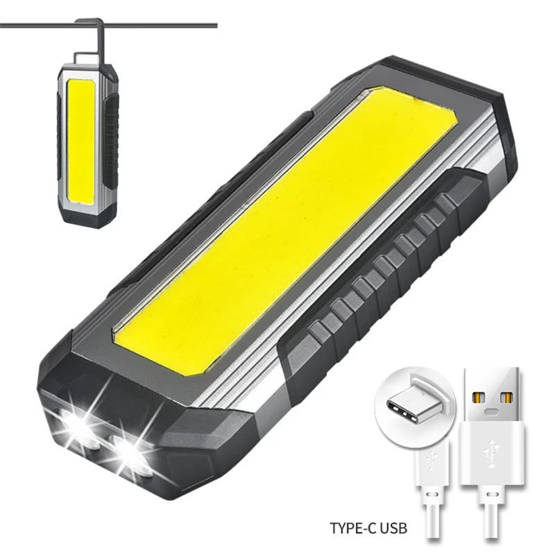 Usb Rechargeable Cob Work Light Led Flashlight Power Bank 18650 ...