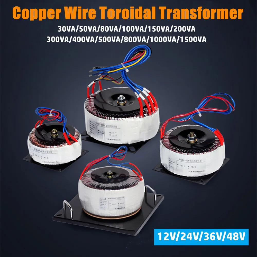 100-Copper-Wire-Ring-Transformer-12V-24V-36V-48V-Output-Single-Phase-Toroidal-Transformer-for ...