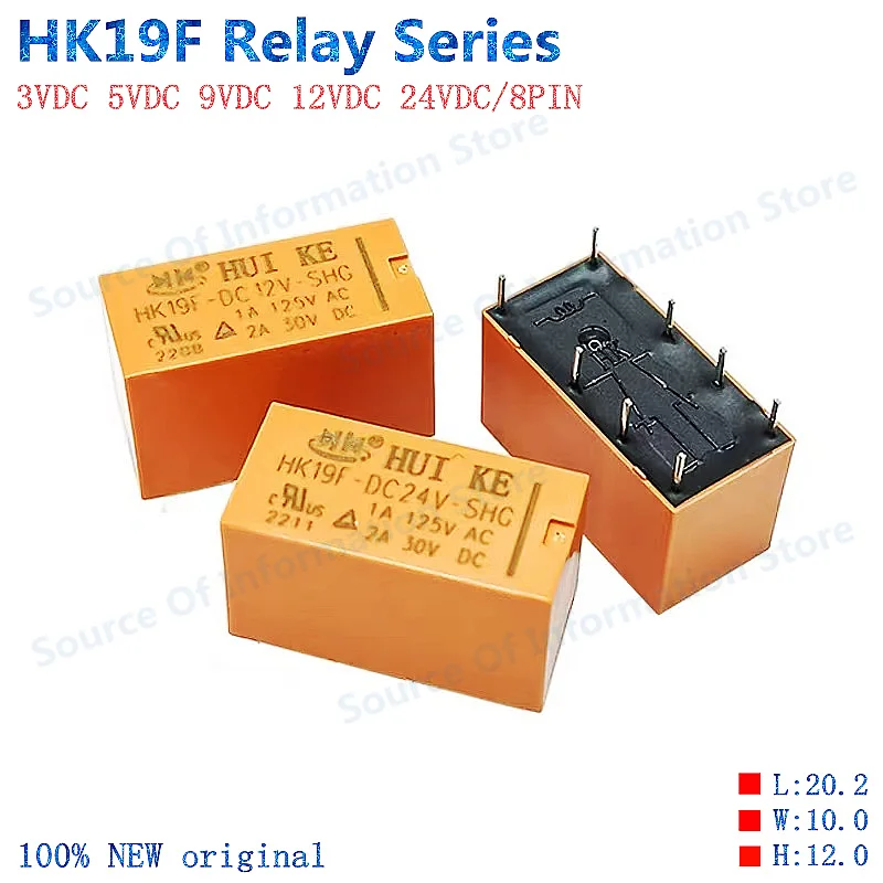 HUI KE Relay HK19F-DC3V 5V 9V 12V 24V-SHG 2A 8PIN - AliExpress 502