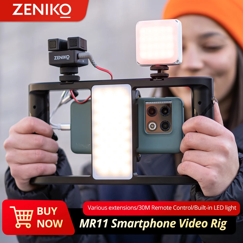 ZENIKO MR11 Smartphone Video Rig Wireless Video Kit Built-in LED Light ...