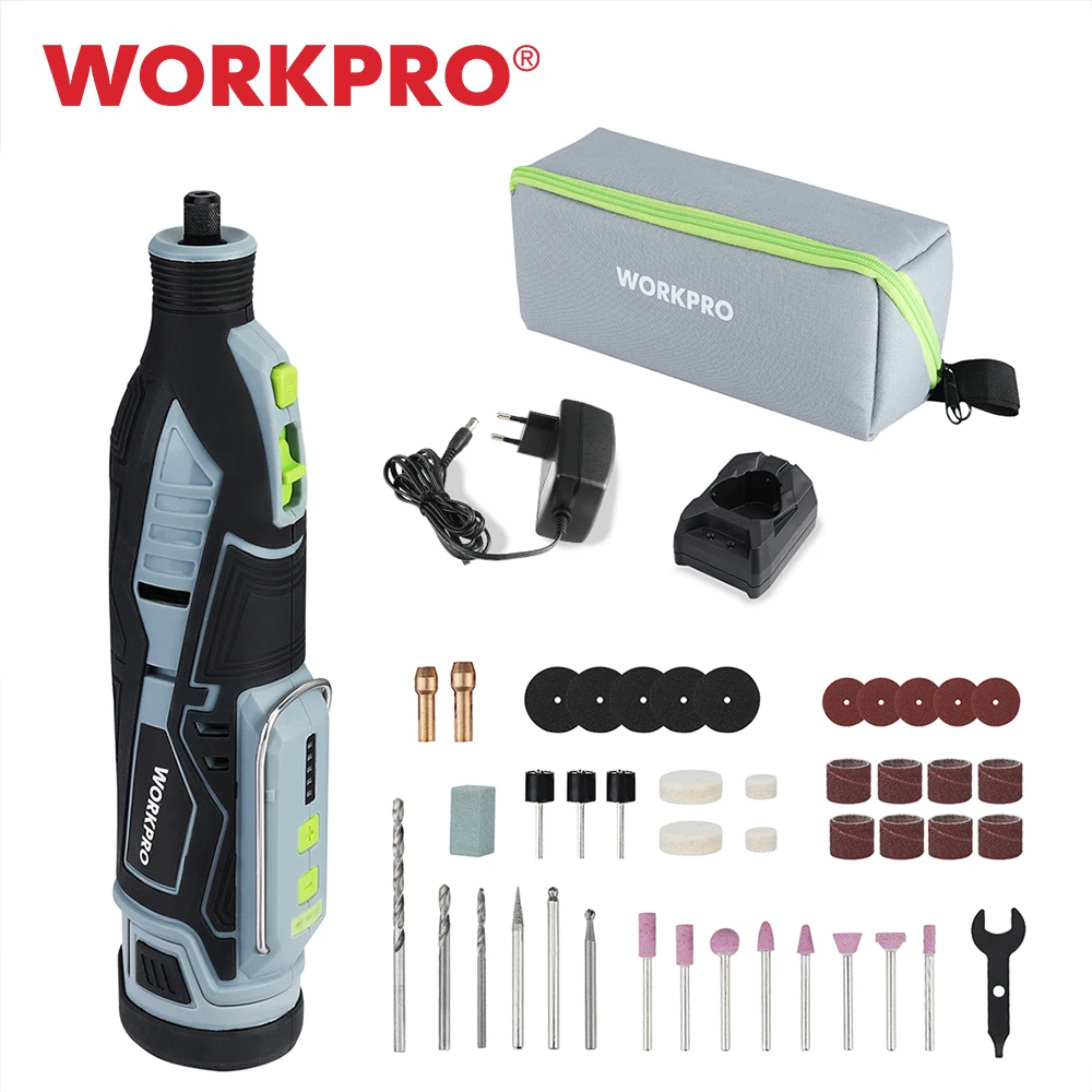 WORKPRO-조각 액세서리 키트, 5 단 속도 조절 다용도 공구 조각기, 12V 무선 회전 공구 키트, 114 개 세트