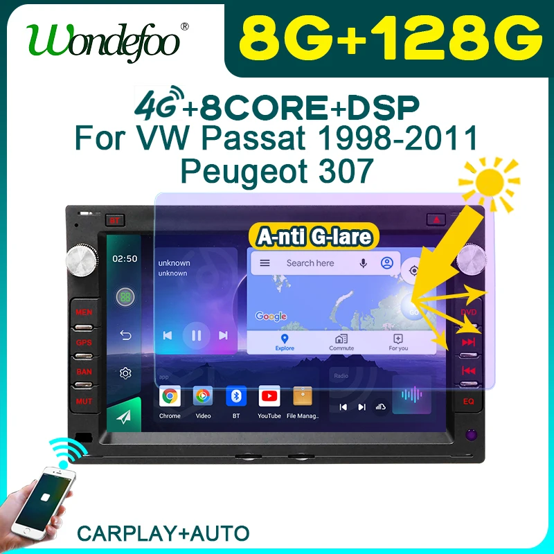 Radio Estéreo con pantalla para coche, radio con android 11, 2 din, para Volkswagen, VW, Passat ...