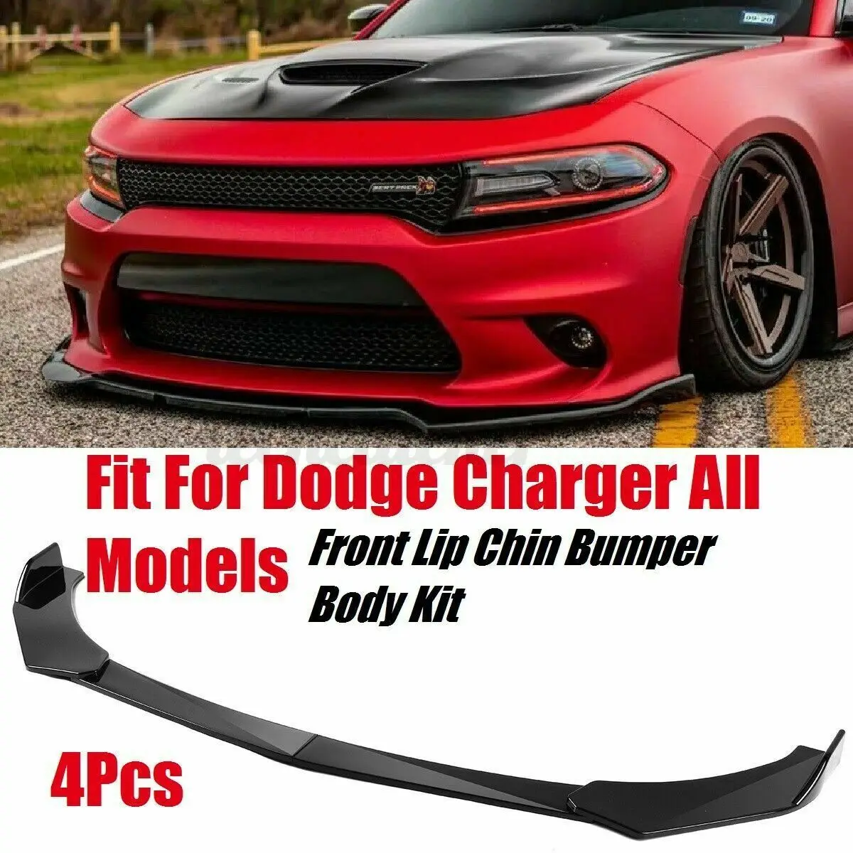 For-Dodge-Charger-RT-SRT-SXT-Front-Bumper-Lip-Body-Kit-Spoiler-Splitter ...