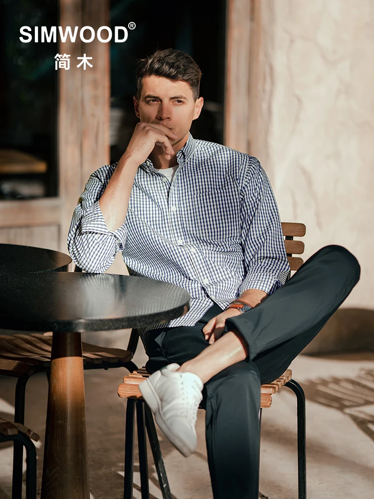 SIMWOOD-2024-Autumn-New-Oversize-160gsm-Lightweight-Shirts-Men-Check ...