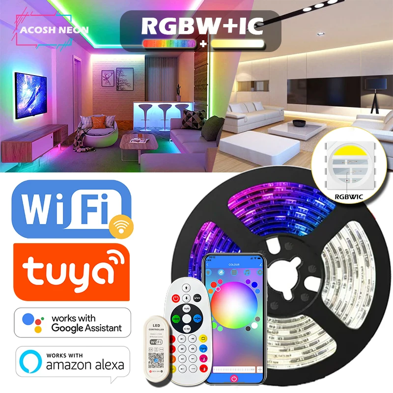 10M/32.8FT TUYA RGBWIC LED Strip Lights TM1814 4in1 Dreamcolor Flexible ...
