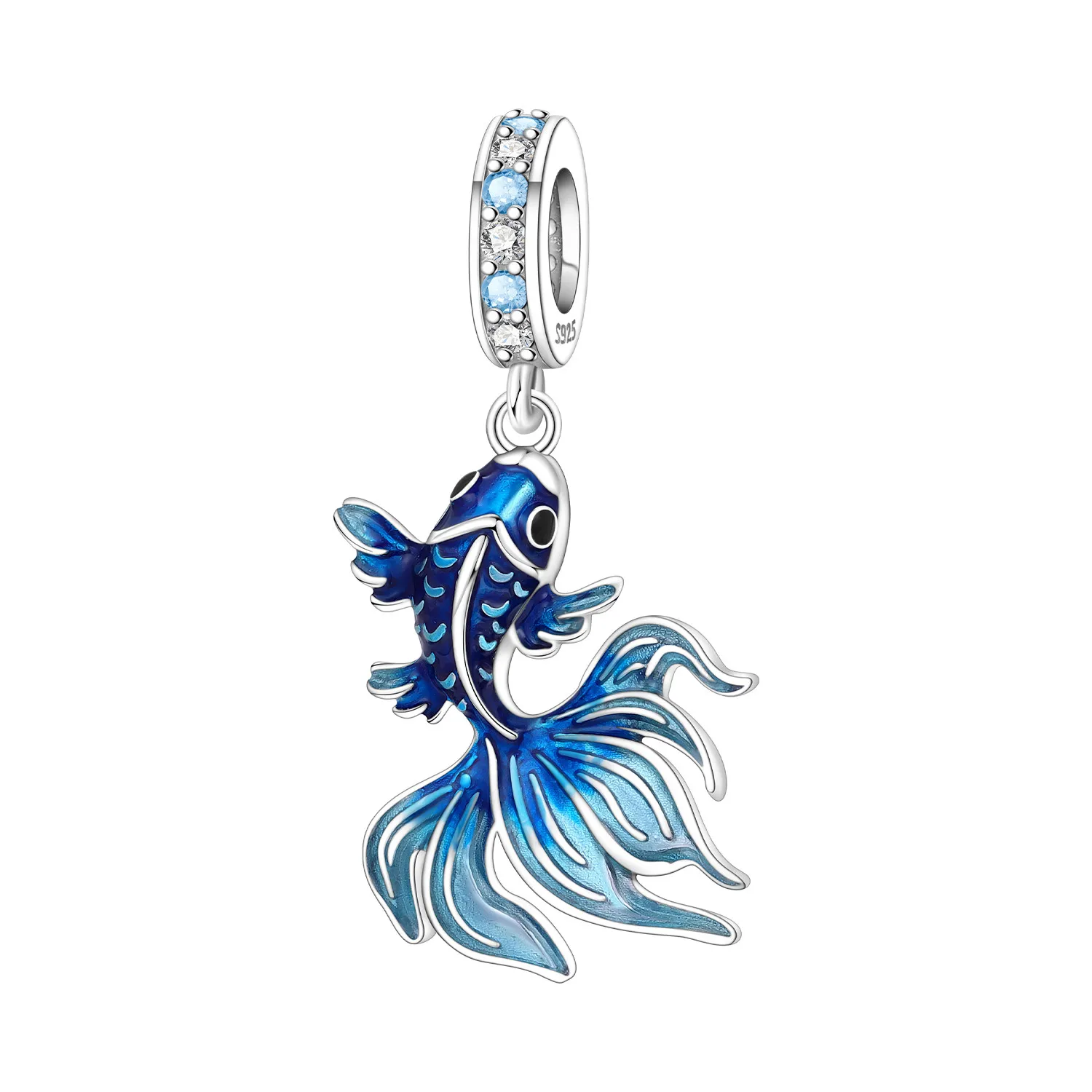PANPOKI 925 Sterling Silver Blue Fish Lucky Symbol Beads Original ...