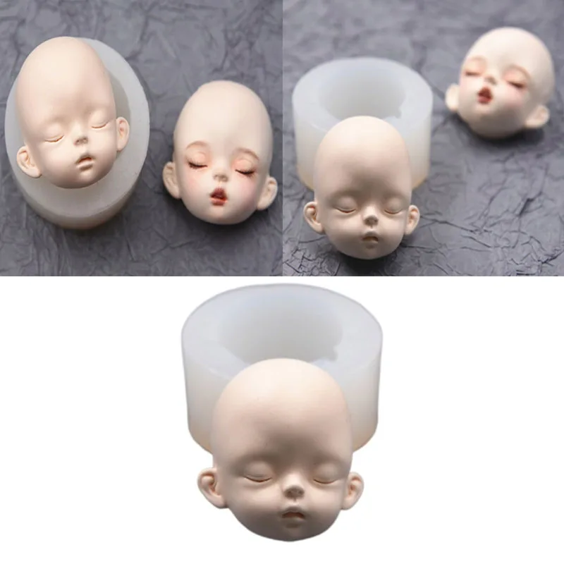 3D Baby Face Silicone Molds Baking Tools Handmade Doll Head Clay Molds ...