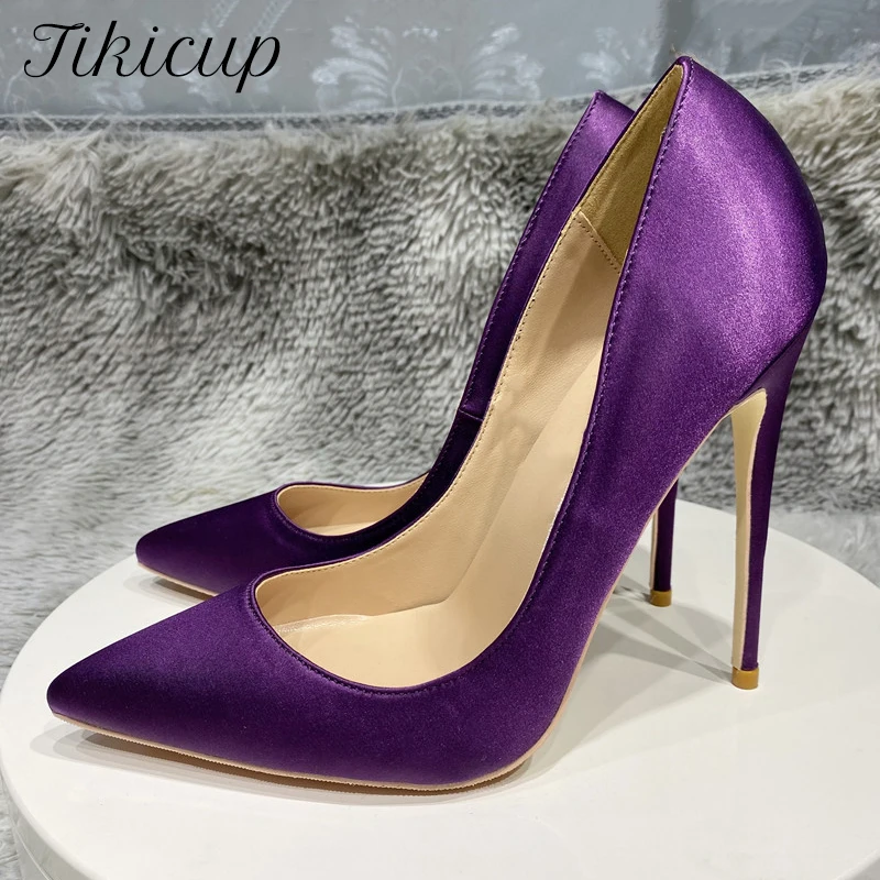 Women's Shoes Elegant Purple Heel | Satin Stiletto Pumps | Silk ...