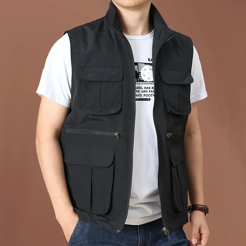 Police Vest Costume Men's Outdoor Work Vest Big And Tall Multi-Pocket ...