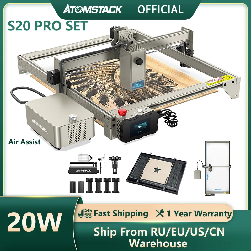 Atomstack s20 x20 a20 pro potência do laser 130w gravação a laser cnc ...