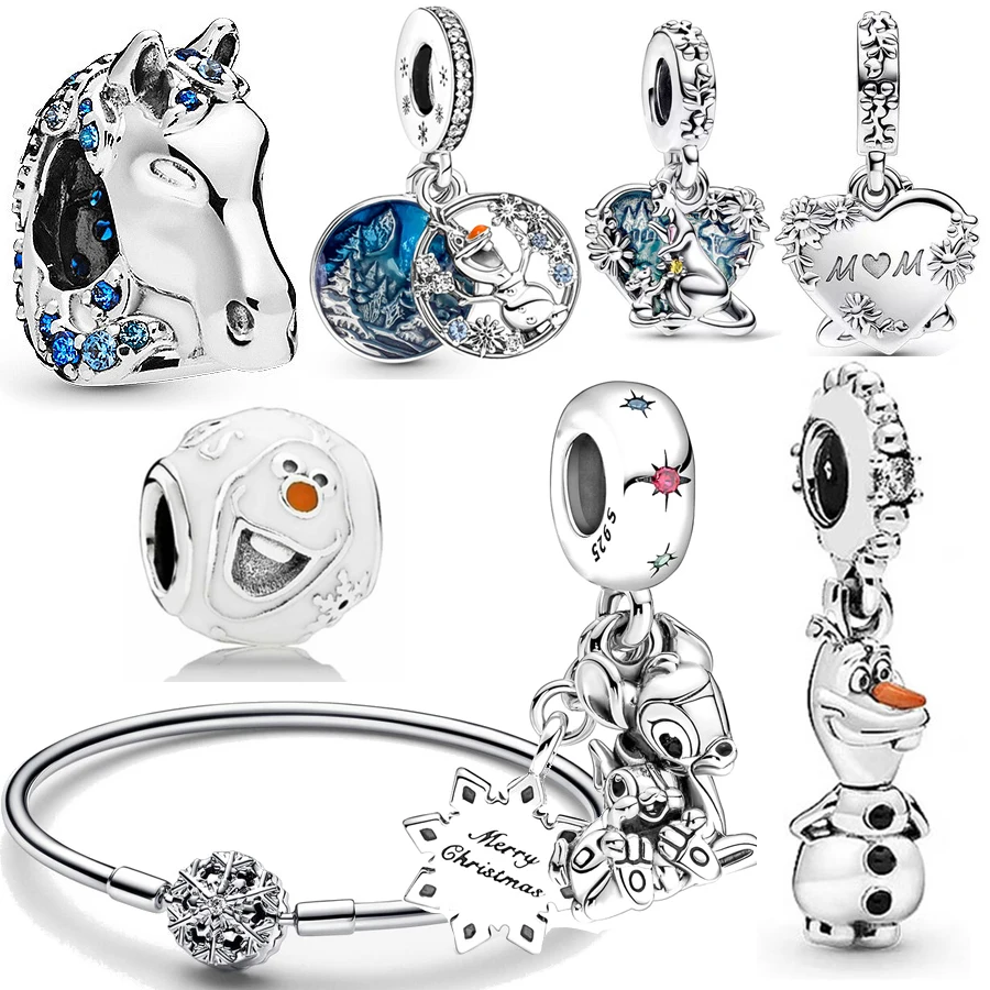 Abalorio-de-Frozen-Olaf-de-Plata-de-ley-925-cadena-con-cuentas ...