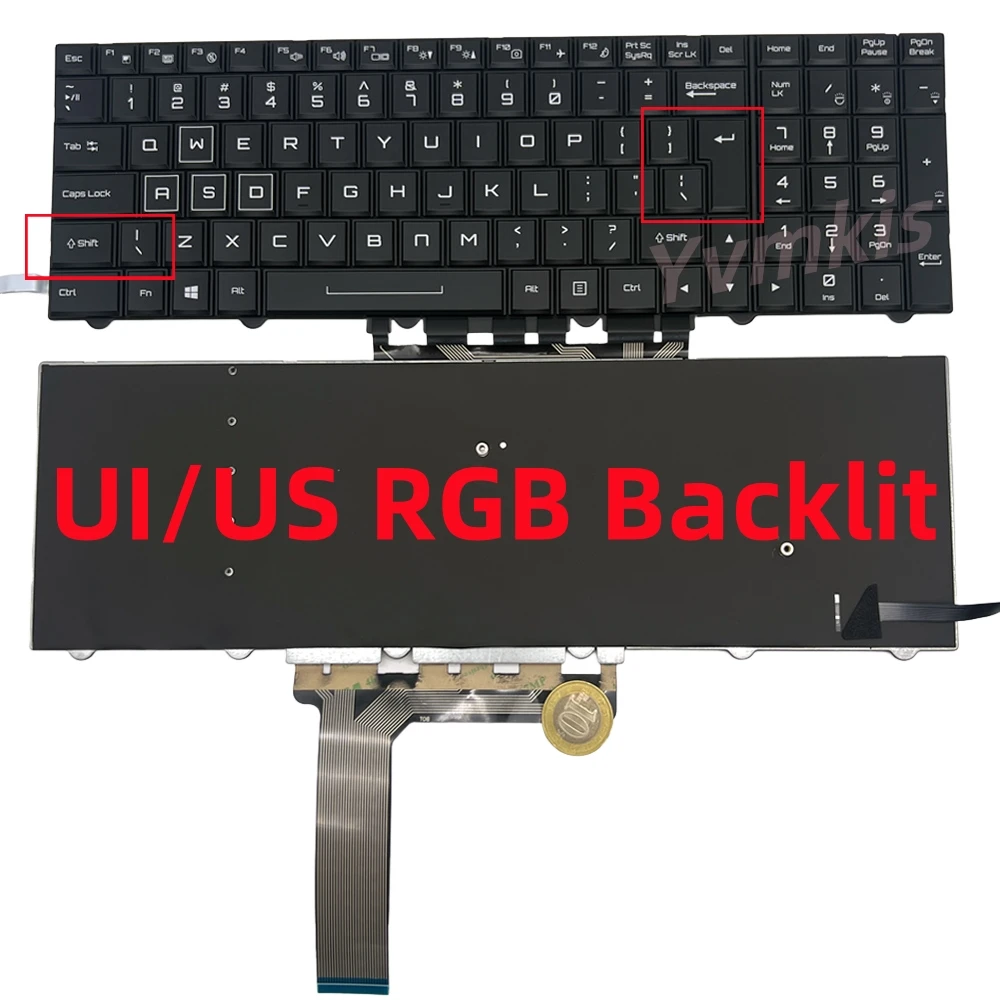 UI/US English RGB Backlit Keyboard for Clevo P750 P751 P755 P770 P771 ...