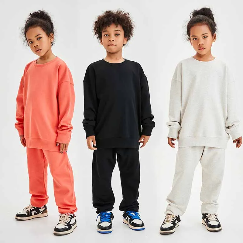 Kids-Tracksuit-Autumn-Winter-340G-Terry-Cotton-O-neck-Sweatshirt-Pants ...
