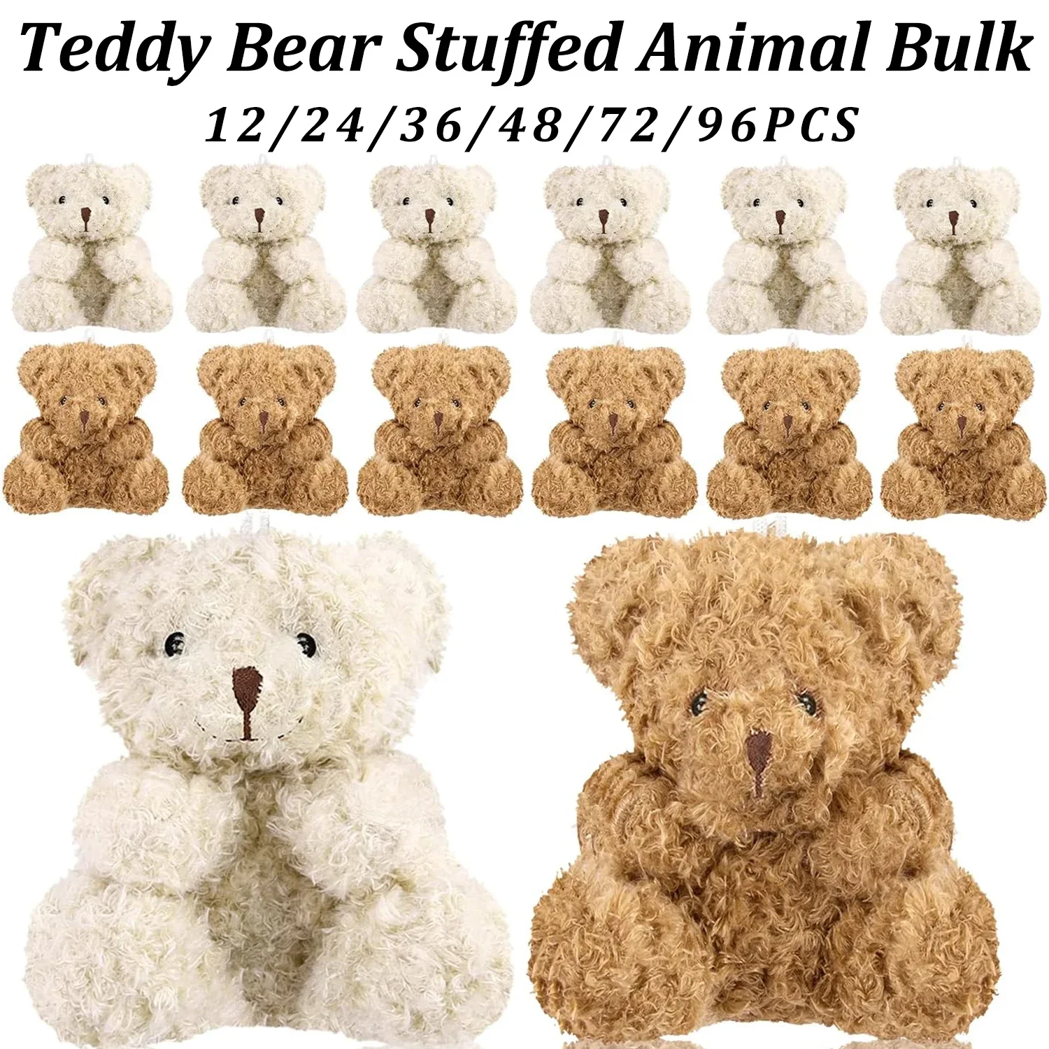 12-96Pcs Mini Plush Bears 4Inch Plush Stuffed Animals Soft Tiny Bear ...