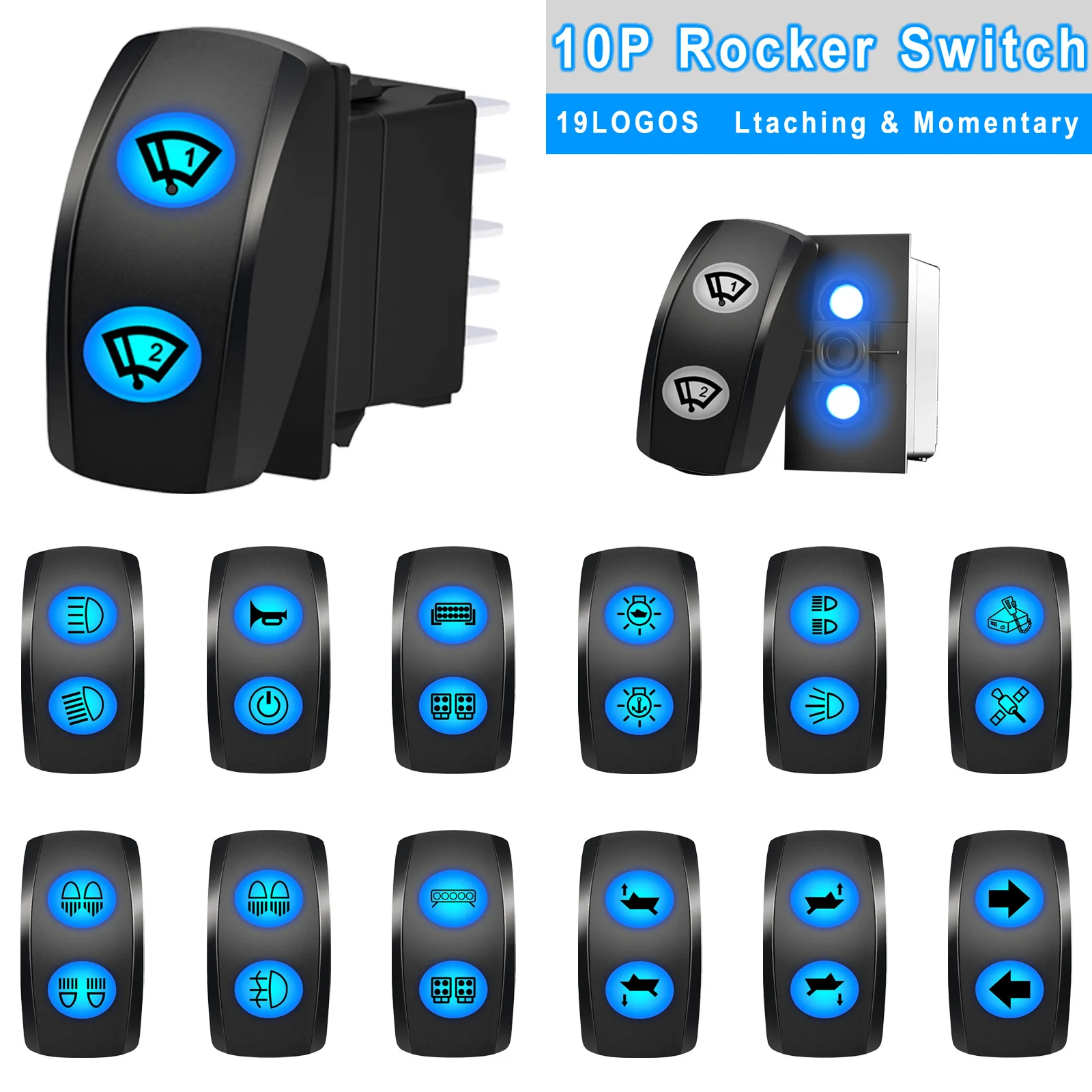 Blue-Led-10-Pin-Momentary-Latching-Rocker-Switch-Reverse-Polarity-DPDT ...