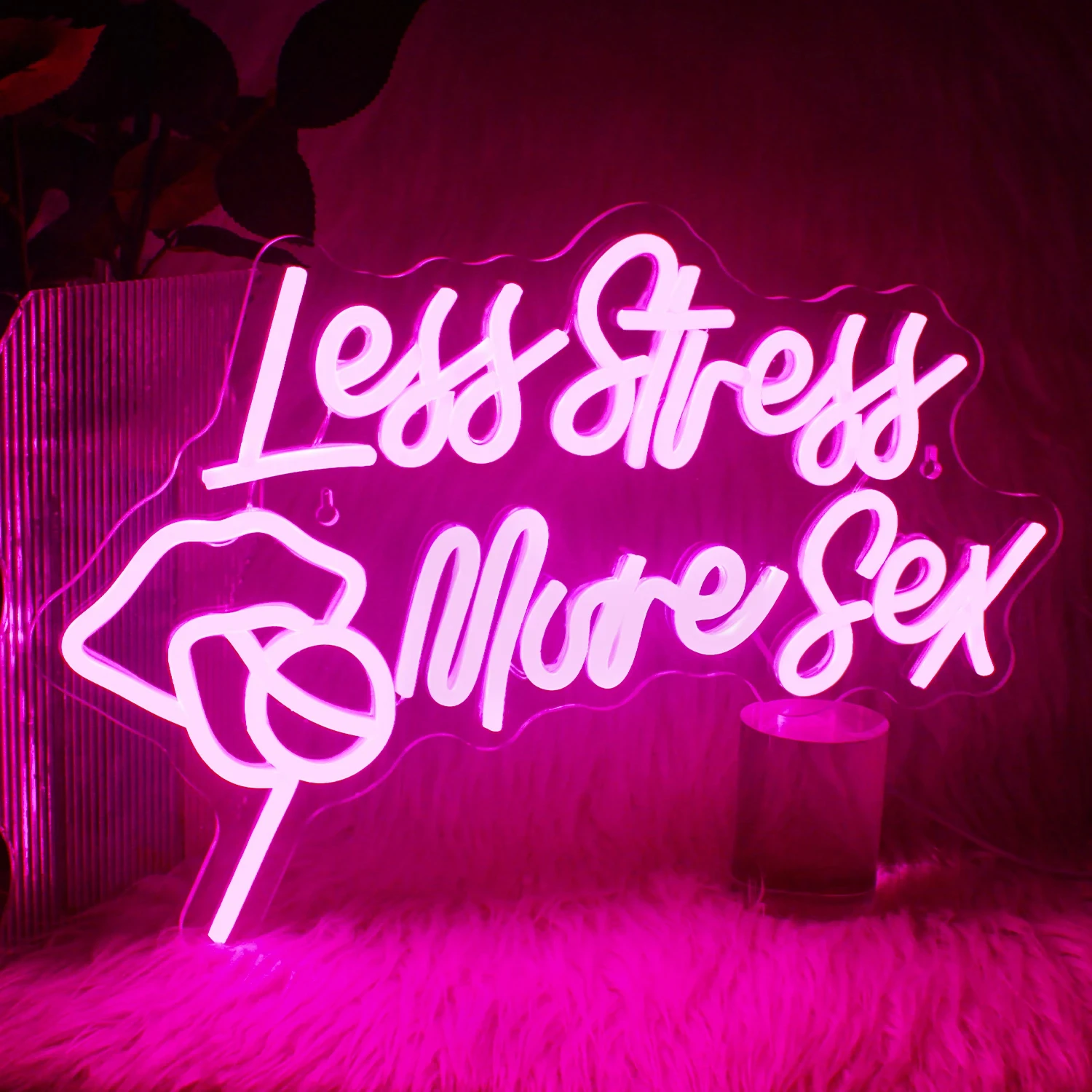 Less Stress More Sex Neon Sign USB Neon Lights for Bedroom Home Bar ...