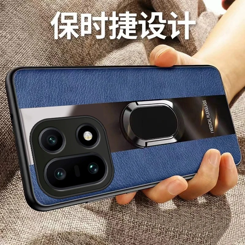 Magnetic Case For OnePlus 15 Case Luxury Leather Ring Back Cover For ...