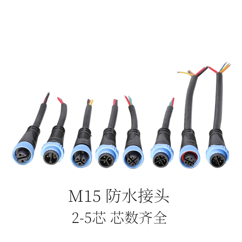 5-pcs-IP67-M15-2P-3P-4pin-5pin-Waterproof-Male-Female-Plug-Connector-AC ...