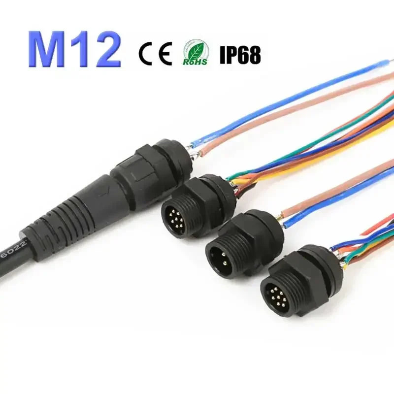 M12-Panel-Front-Rear-Mounted-Waterproof-Connector-Cable-2pin-3pin-4pin ...