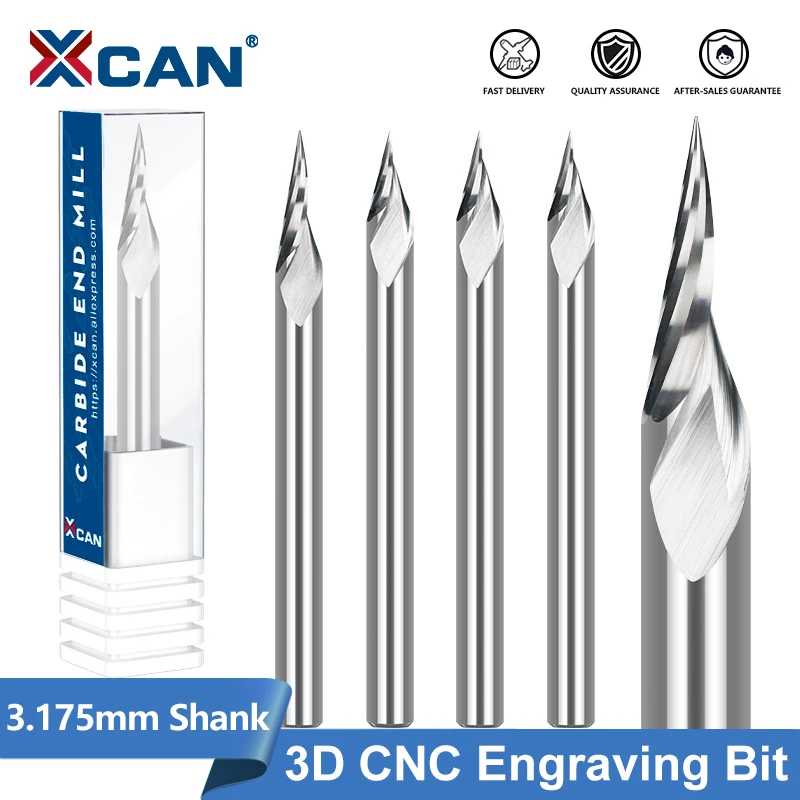 XCAN-PCB-Engraving-Bit-3-175mm-Shank-V-Shape-Carving-Bits-10-30-Degrees ...