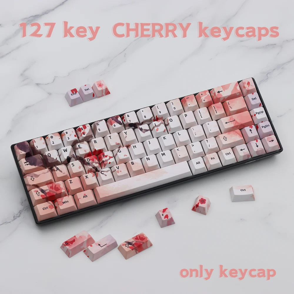 127-Keys-Sakura-pink-PBT-Keycaps-Full-Set-for-Mechanical-Keyboard ...