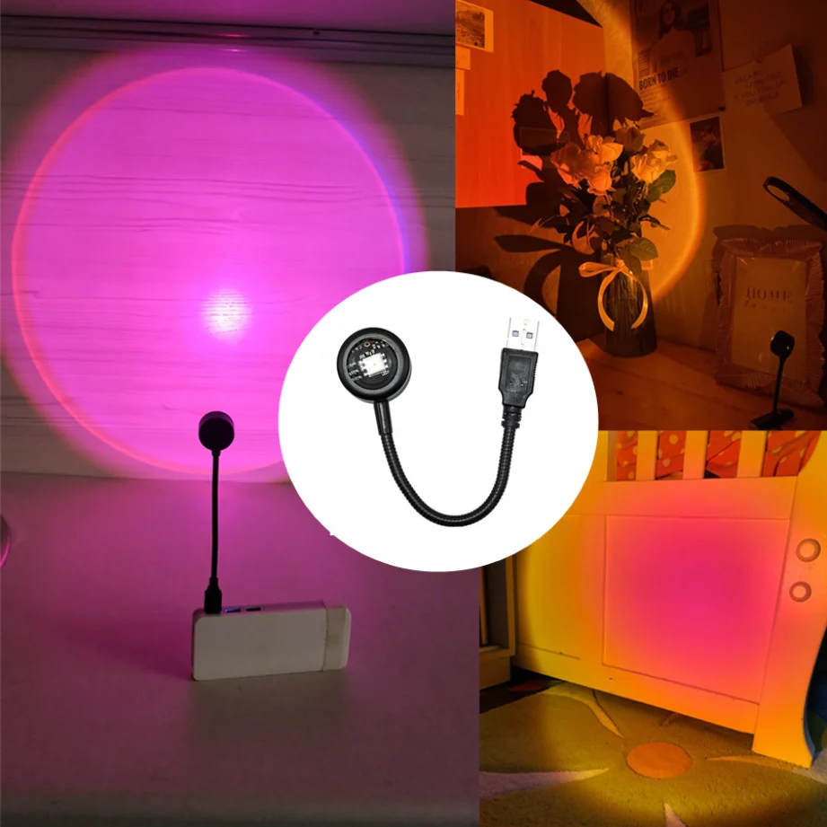 Led-USB-Sunset-Lamp-Projector-Home-Decor-Night-Light-Portable-Mood ...