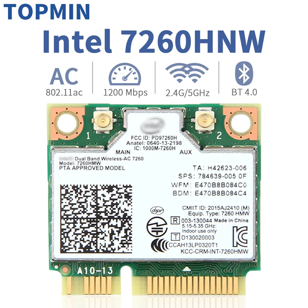 Wireless Network Card For Intel 7260HMW Mini PCI-E 7260 Dual Band 2.4G ...