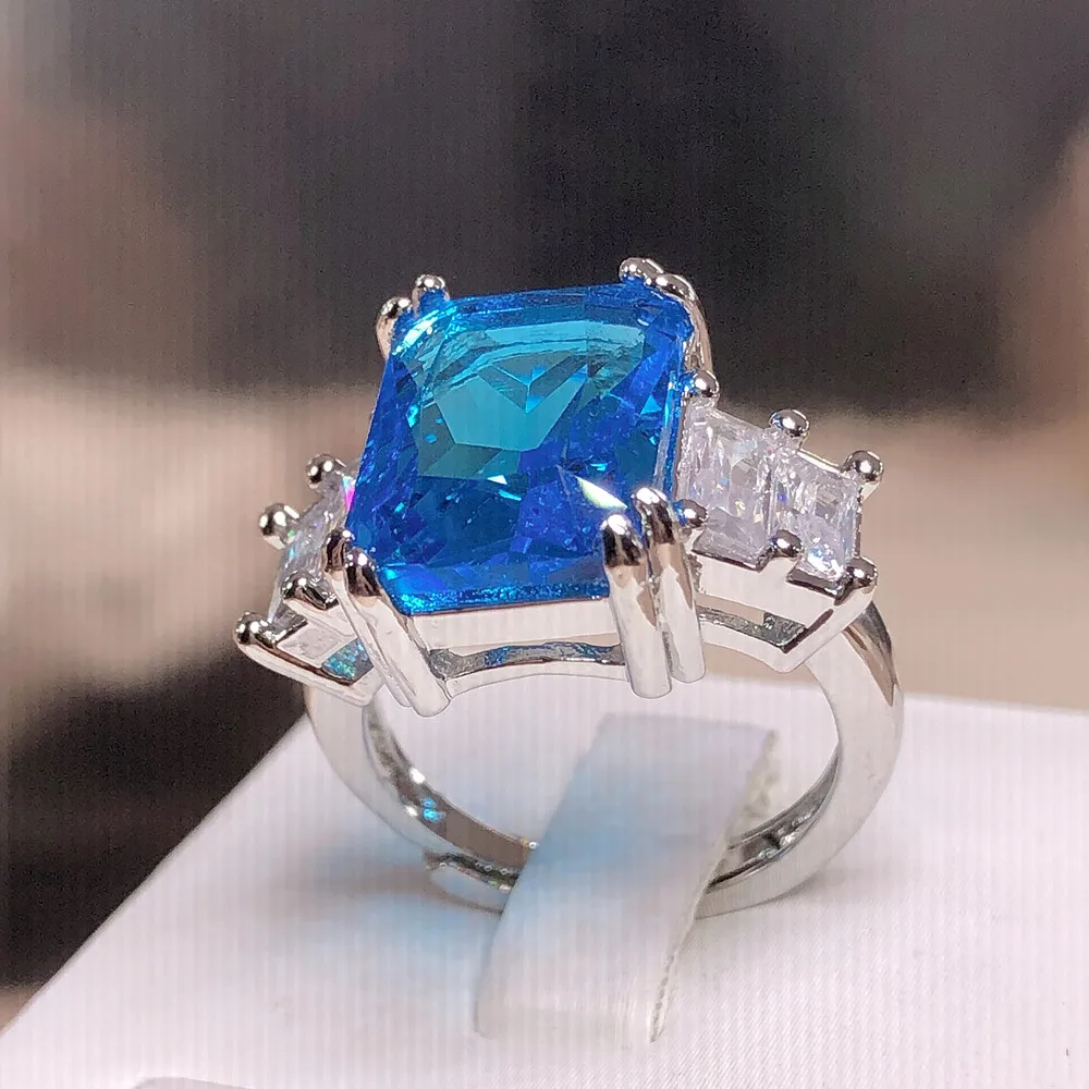 Full Bling Iced Out Women Dangle Ring for Women with Pink/Blue Cubic ...