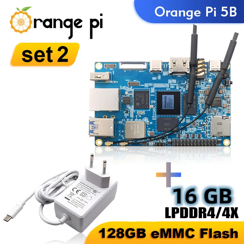 Orange Pi 5B + Power Supply Single Board Computer 16GB Ram RK3588S ...