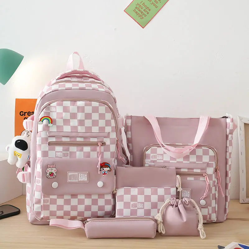 High-capacity-girls-checkered-backpacks-for-primary-and-secondary ...