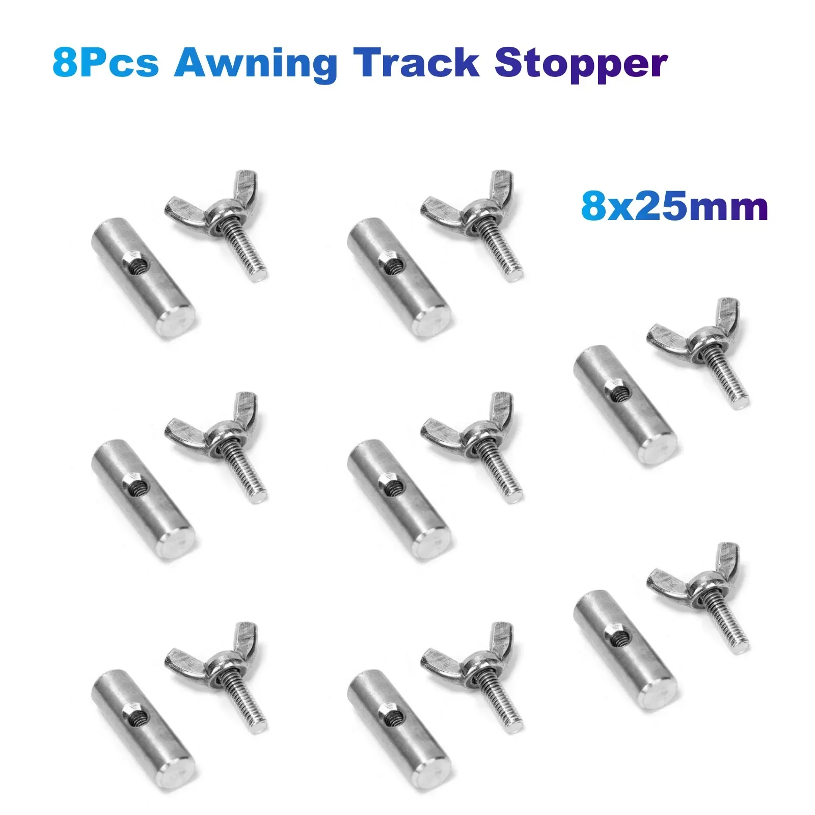 8Pcs Awning Track Stopper, 8mm Cylindrical Stainless Steel Awning ...