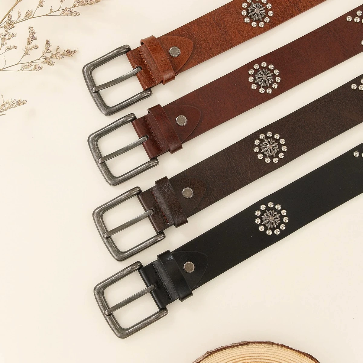 Rivet Belt Punk Style Vintage European & American Decorative Belt ...
