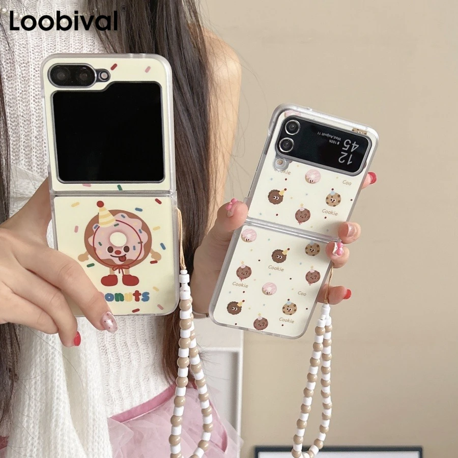 For Galaxy ZFlip 7 5G Cookies Pictorial Pattern with Bracelet Phone ...