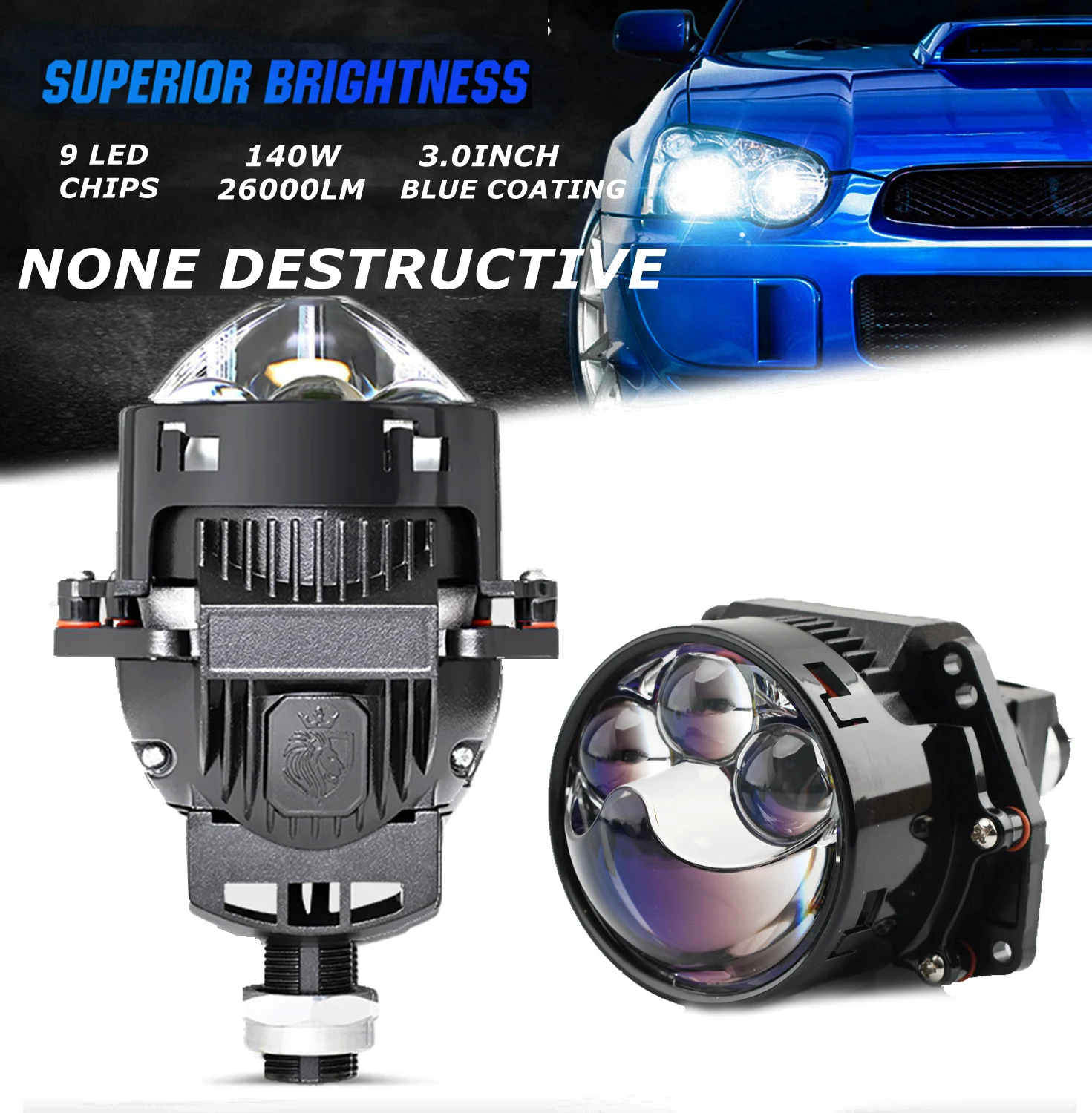 3-Light-3-Inch-140W-Bi-LED-Projector-Lens-Three-Hyperboloid-Direct ...