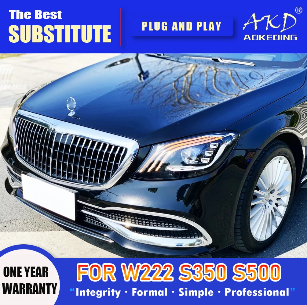 벤츠 W222 LED 헤드 라이트 용 AKD 헤드 램프 2013 2020 W223 S350 S400 헤드 라이트 DRL 턴 ...