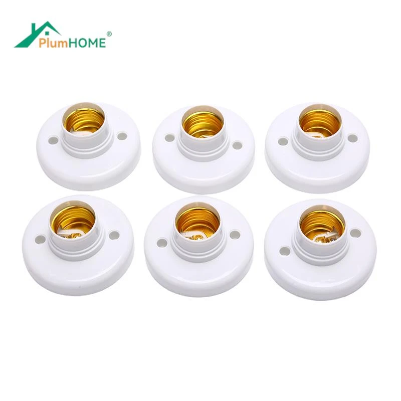 6pcs E27 Screw Cap Socket White Ceiling Light Lamp Bulb Fixing Base ...