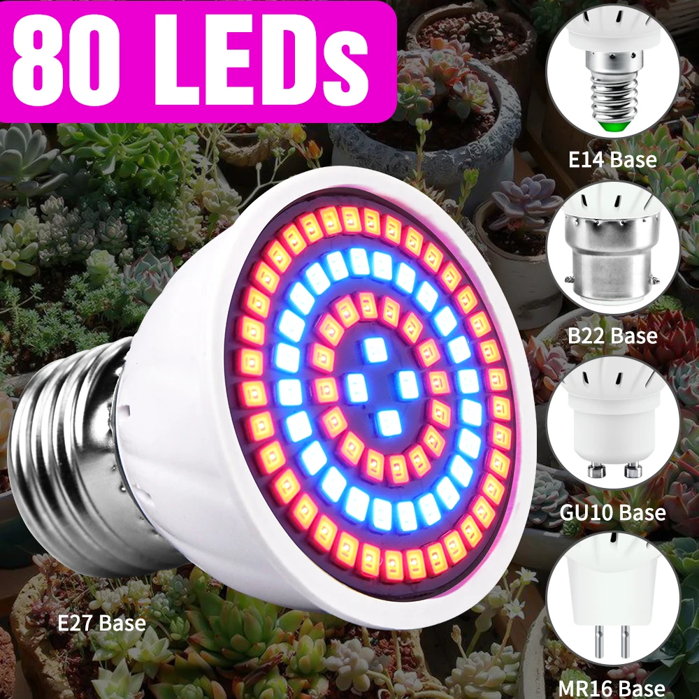 80leds 220V LED Grow Lamp Full Spectrum LED Plant Growth Lamp Indoor ...